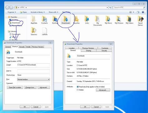 windows 7 messed up my downloads folder how to get it back super user