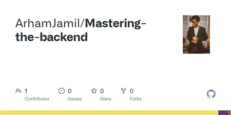 Github Arhamjamilmastering The Backend
