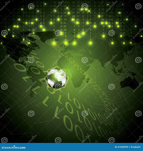 Abstract Tech Binary Green Global Background Stock Vector Illustration Of Communication Frid