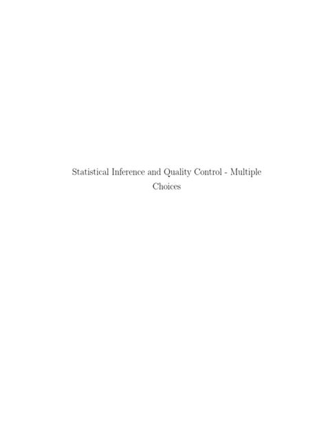 Mcq Statistical Inference And Quality Control Download Free Pdf