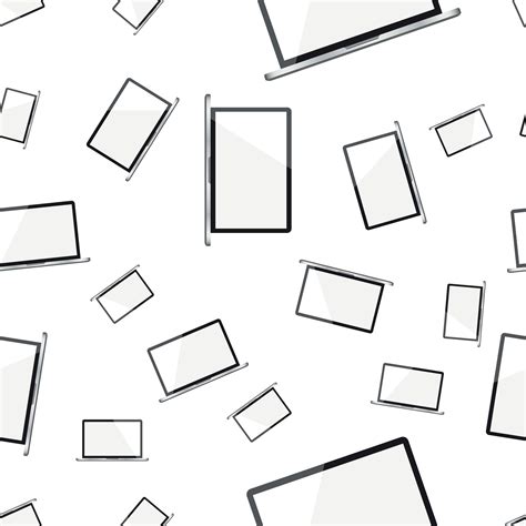 Laptop Computer Seamless Pattern Background Business Flat Vector Illustration Realistic Device