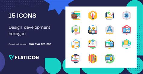 Design Development Hexagon Icon Pack 15 Svg Icons