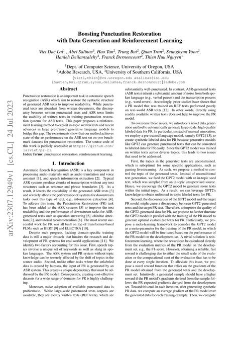 Pdf Boosting Punctuation Restoration With Data Generation And