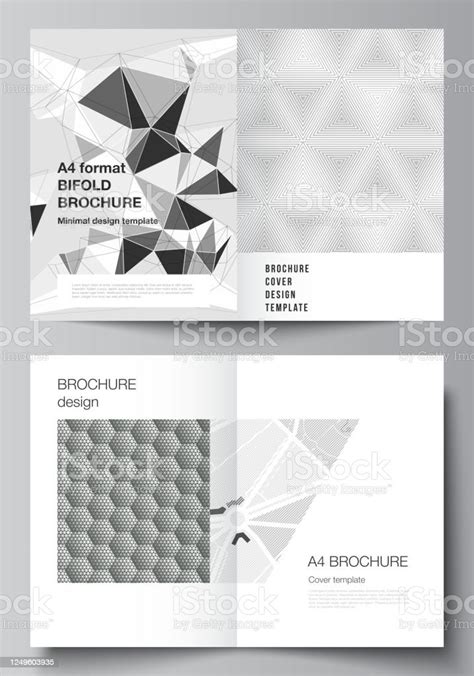 두 개의 A4 형식의 현대 커버 모형 디자인 템플릿의 벡터 레이아웃은 이중 브로셔 잡지 전단지 소책자를 위한 것입니다 삼각형