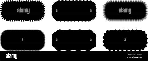 Zig Zag Edge Rounded Shape Collection Jagged Rough Oval Elements Set Black Graphic Design