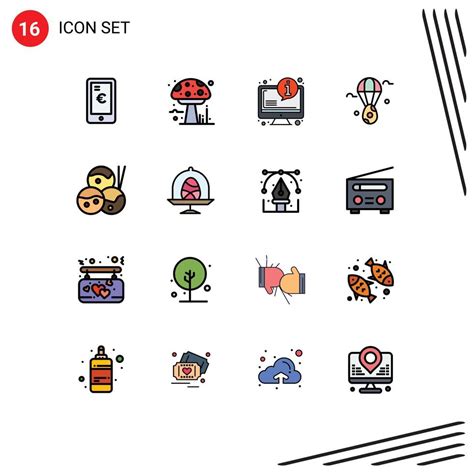Pictogram Set Of 16 Simple Flat Color Filled Lines Of Japanese Easter System Bloon Egg Editable