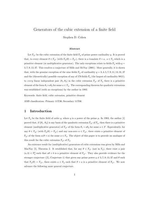 Pdf Generators Of The Cubic Extension Of A Finite Field