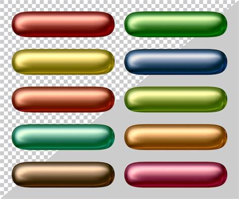 Premium Psd Set Of Round Rectangle Shape Buttons In 3d Render