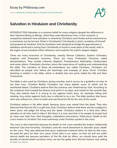 Salvation In Hinduism And Christianity Compare And Contrast Essay
