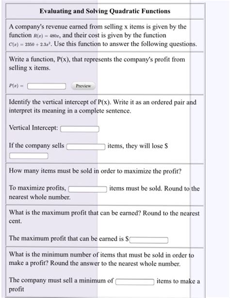 Solved Evaluating and Solving Quadratic Functions A | Chegg.com