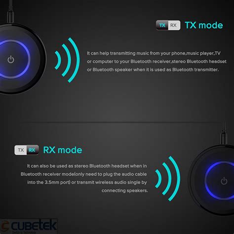 Cubetek 2 In 1 Bluetooth Transmitter And Receiver V 5 0 Wireless 3 5mm Adapter Model Cb Bti 018
