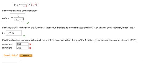 Solved G T T−3t On [5 7] Find The Derivative Of The