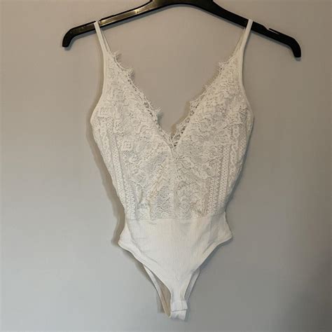 White Lace Bodysuit Bodysuit Lace Lingerie Depop