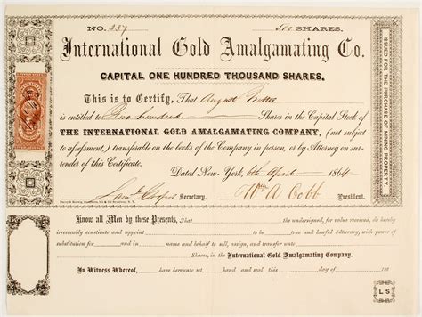 International Gold Amalgamating Company Stock 80476