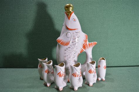 Купить Штоф фарфоровый "Рыба с рыбками". Полонне. Полонский фарфоровый ...