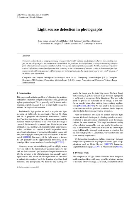 Pdf Light Source Detection In Photographs