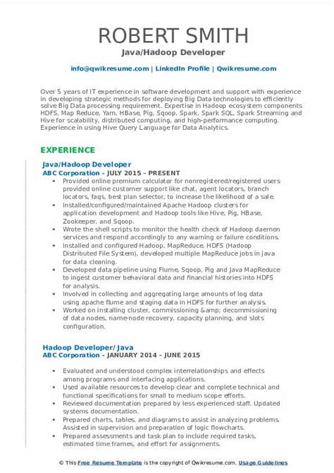 10 Hadoop Developer Resume Samples Templates For 2025