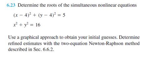 6 23 determine the roots of the simultaneous