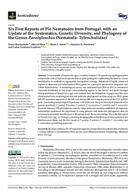 Pdf Six First Reports Of Pin Nematodes From Portugal With An Update Of The Systematics