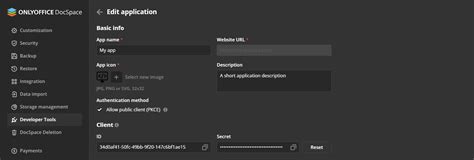 Editing Oauth App Onlyoffice