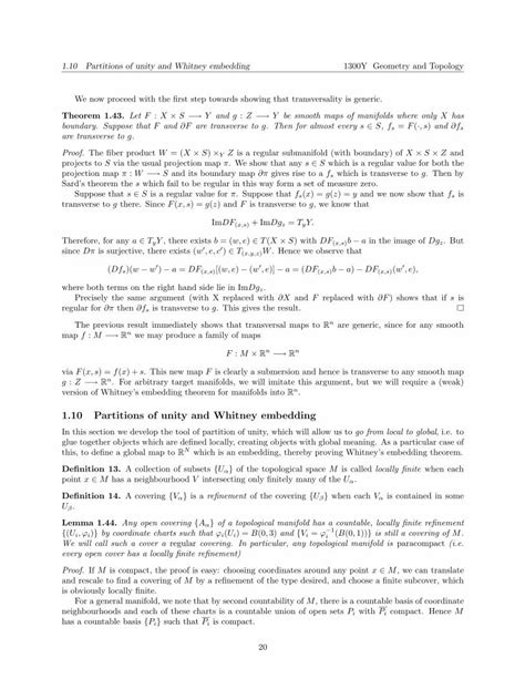 Pdf 110 Partitions Of Unity And Whitney Embedding 1300y