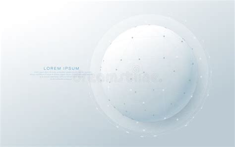 Abstract 3d Sphere With Connected Network Nodes Futuristic Technology