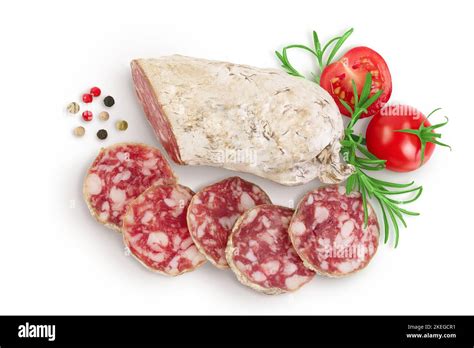 Cured Salami Sausage Isolated On White Background Italian Cuisine With