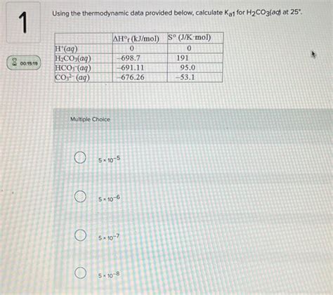 solved using the thermodynamic data provided below