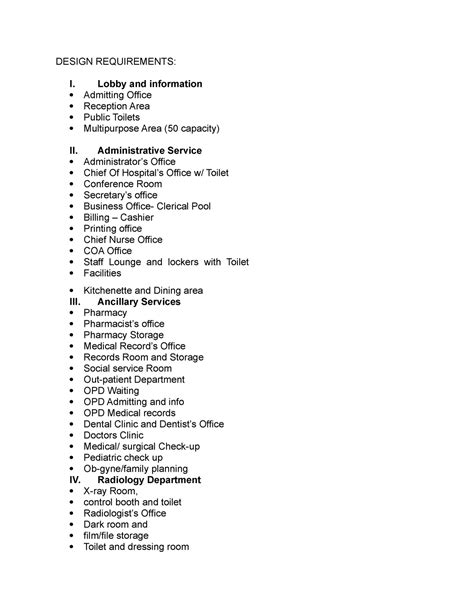Space Requirements Hospital Design Requirements I Lobby And