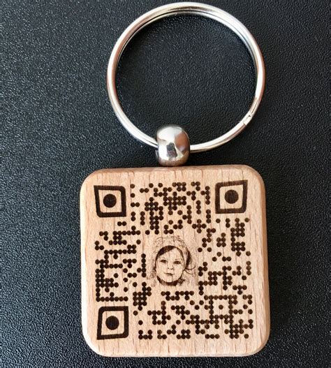 custom qr code keychain picture keychain engraved keychain etsy