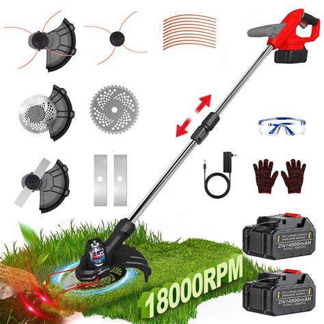 Akku Rasentrimmer Mit 2× 4000mah Akku 21v Bürstenloser Motor Rasentri Traumheim