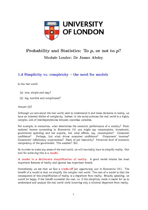 14 Simplicity Vs Complexity The Need For Models Probability And
