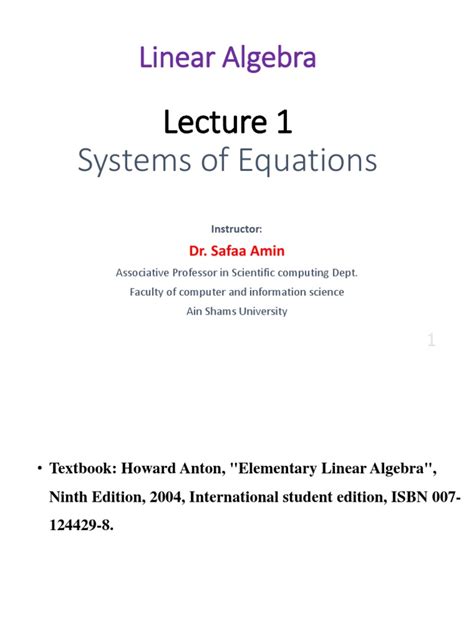 An Introduction To Linear Systems Of Equations Solving Systems Using