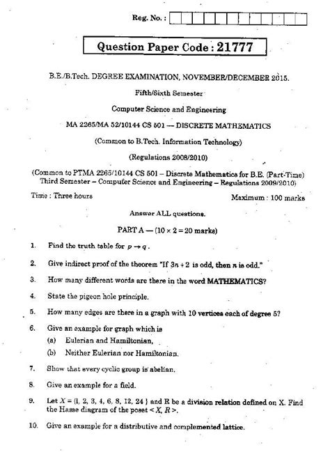 Ma2265 Discrete Mathematics Nov Dec 2015 Question Paper University Question Papers