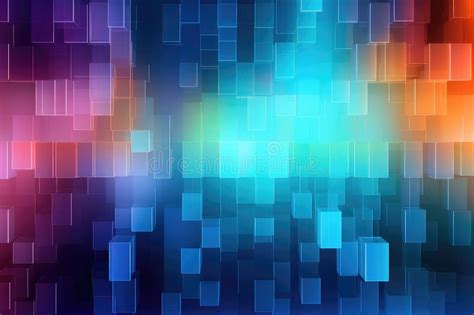 Abstract Technology Futuristic Digital Concept Square Pattern With Lighting Glowing Particles