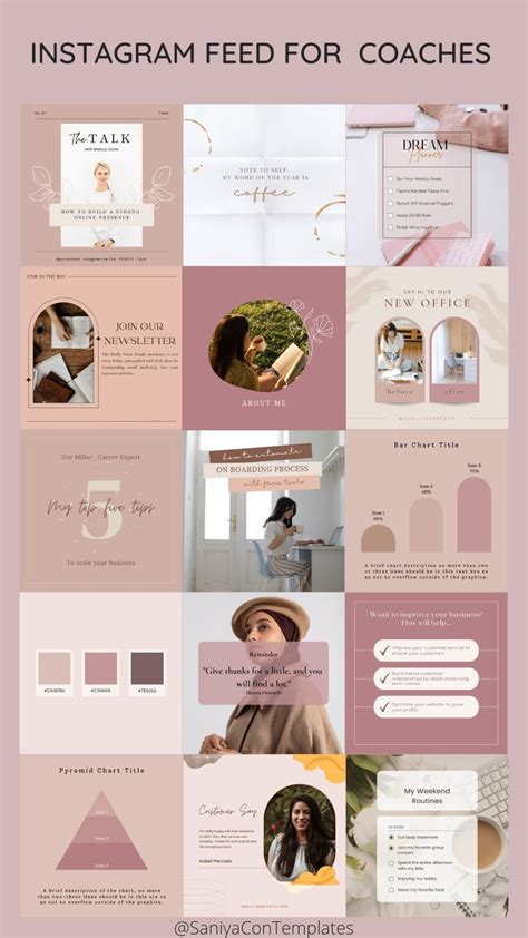 Pastel Pink Neutral Instagram Feed Design Theme Layout For Coaches And Small Businesse