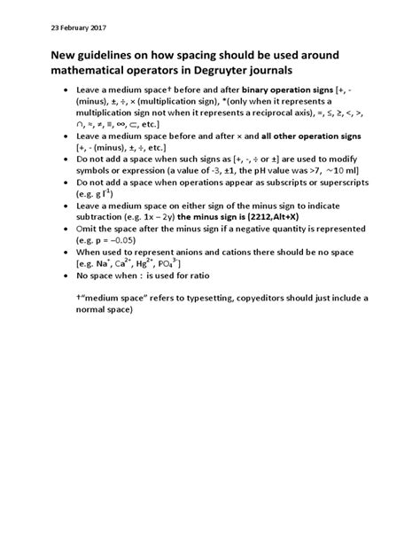Spacing Around Mathematical Operators Karen Pdf