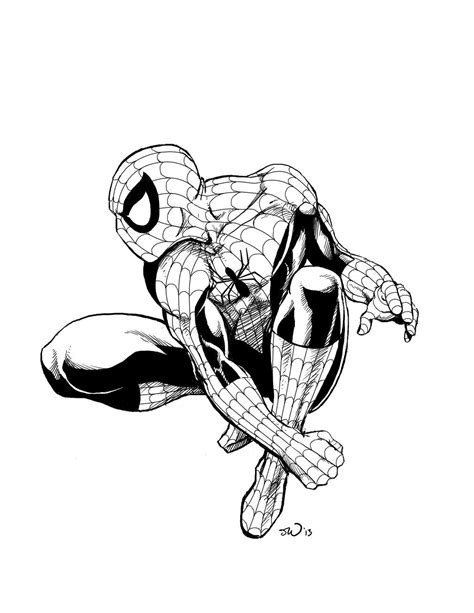Spiderman Black And White Drawing