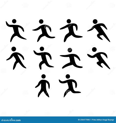 Stickman Running Pose Icon Vector Illustration 258285284