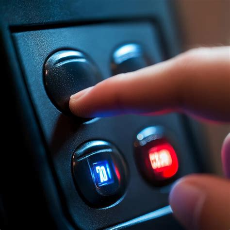 a finger presses a button on a car dashboard premium ai generated image