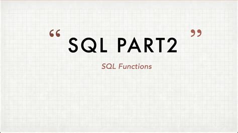 Essential Sql For Data Science Chapter 2 Functions Youtube