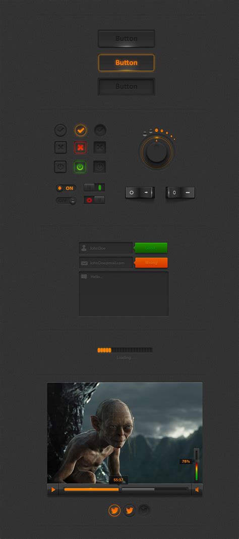 Dark Ui Kit Free Psd Download Freeimages