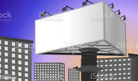 도시의 빌보드와 복사 공간을 위한 황혼의 하늘 배경 평면 디자인 도시 벡터 그림입니다 복사 공간 모형 템플릿 표시 간판에 대한 스톡 벡터 아트 및 기타 이미지 Istock