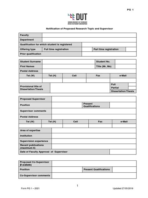 Pg 1 Form Pdf Thesis