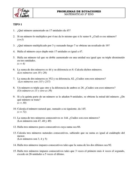 Problemas Ecuaciones 1 Pdf