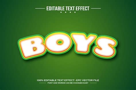 Premium Vector | Boys 3D editable text effect template