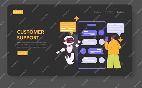Premium Vector Customer Support Interface Illustration With An Ai Bot And User Interaction For