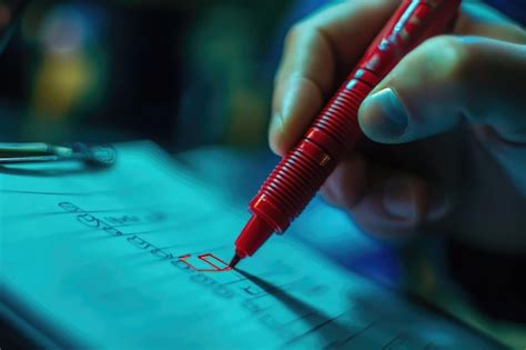 Hand Using Red Marker To Fill In A Checkbox On A Paper Checklist Premium Ai Generated Image