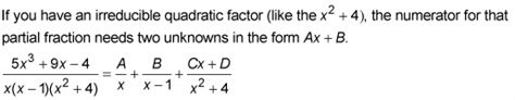 Integrating Using Partial Fractions When The Denominator Contains