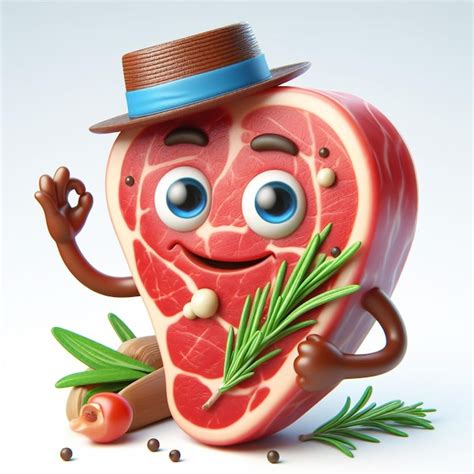 Premium Photo 3d Funny Cartoon Of A Steak With Rosemary Traditional